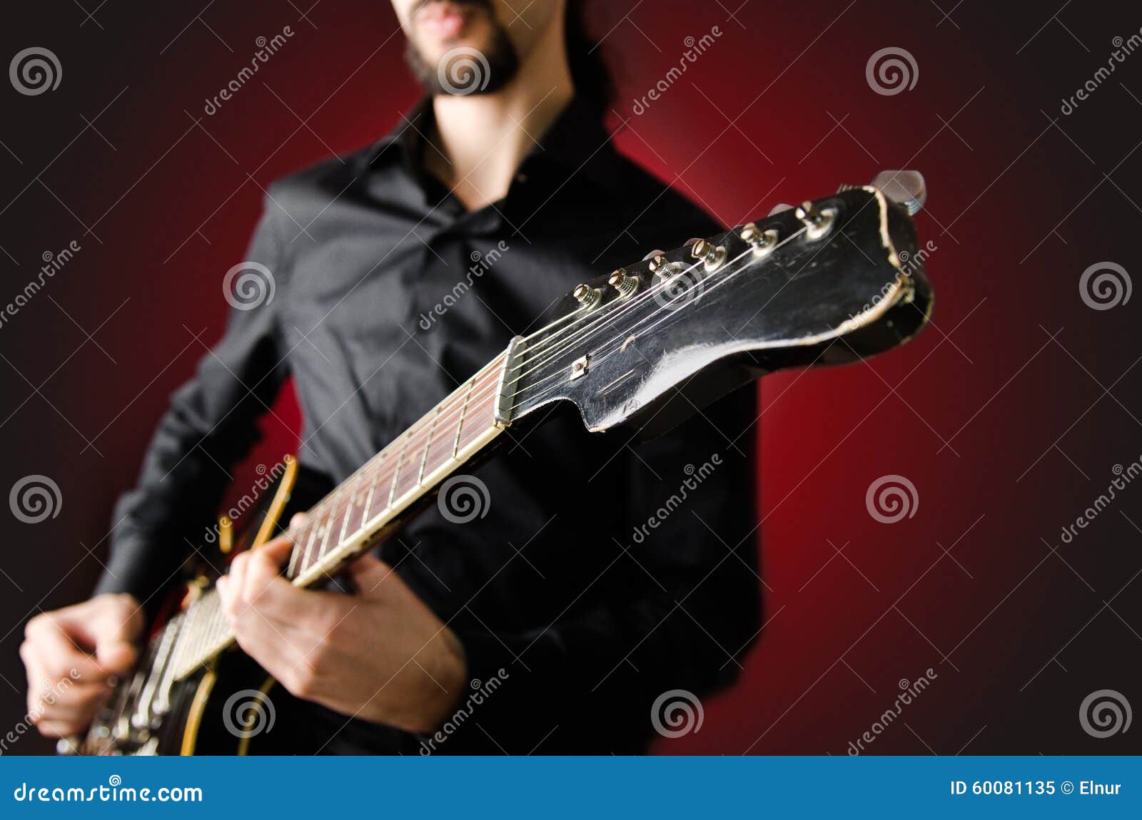 Man with Guitar during Concert Stock Image - Image of jazz, instrument ...