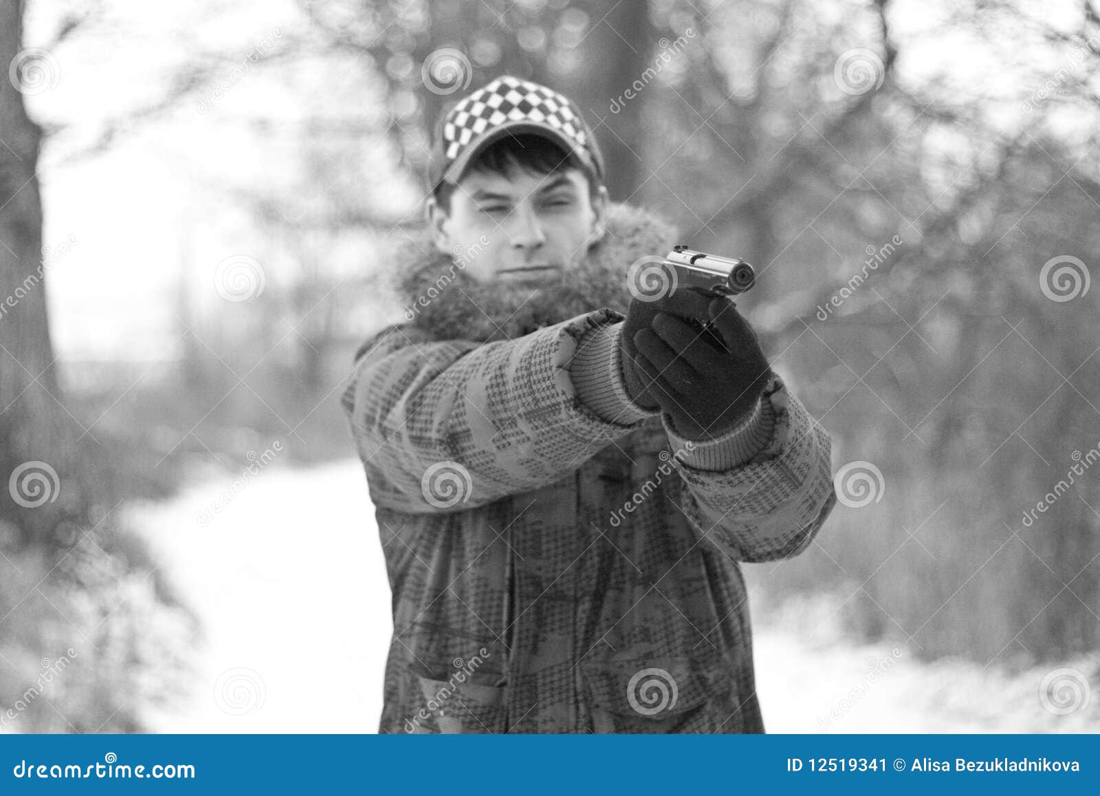Man with a gun stock image. Image of gangster, cartridge - 12519341