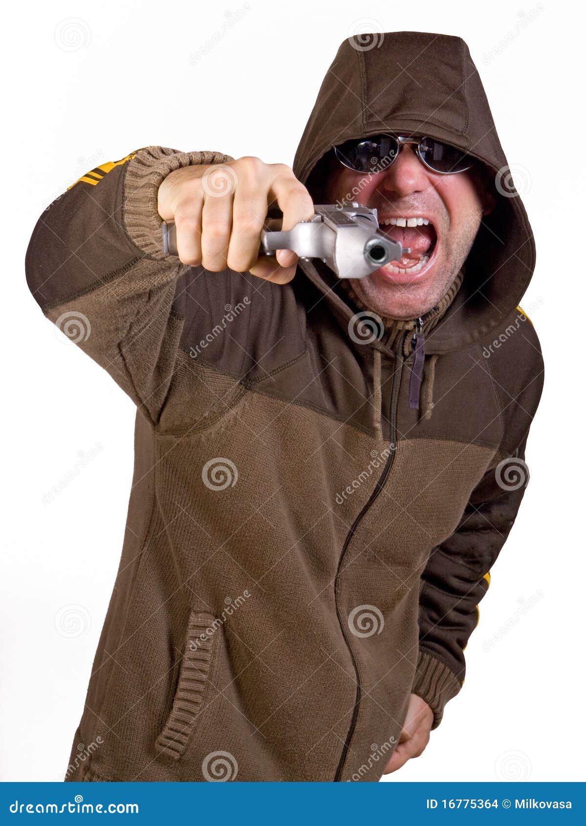 Man with gun stock photo. Image of assault, brown, mafia - 16775364