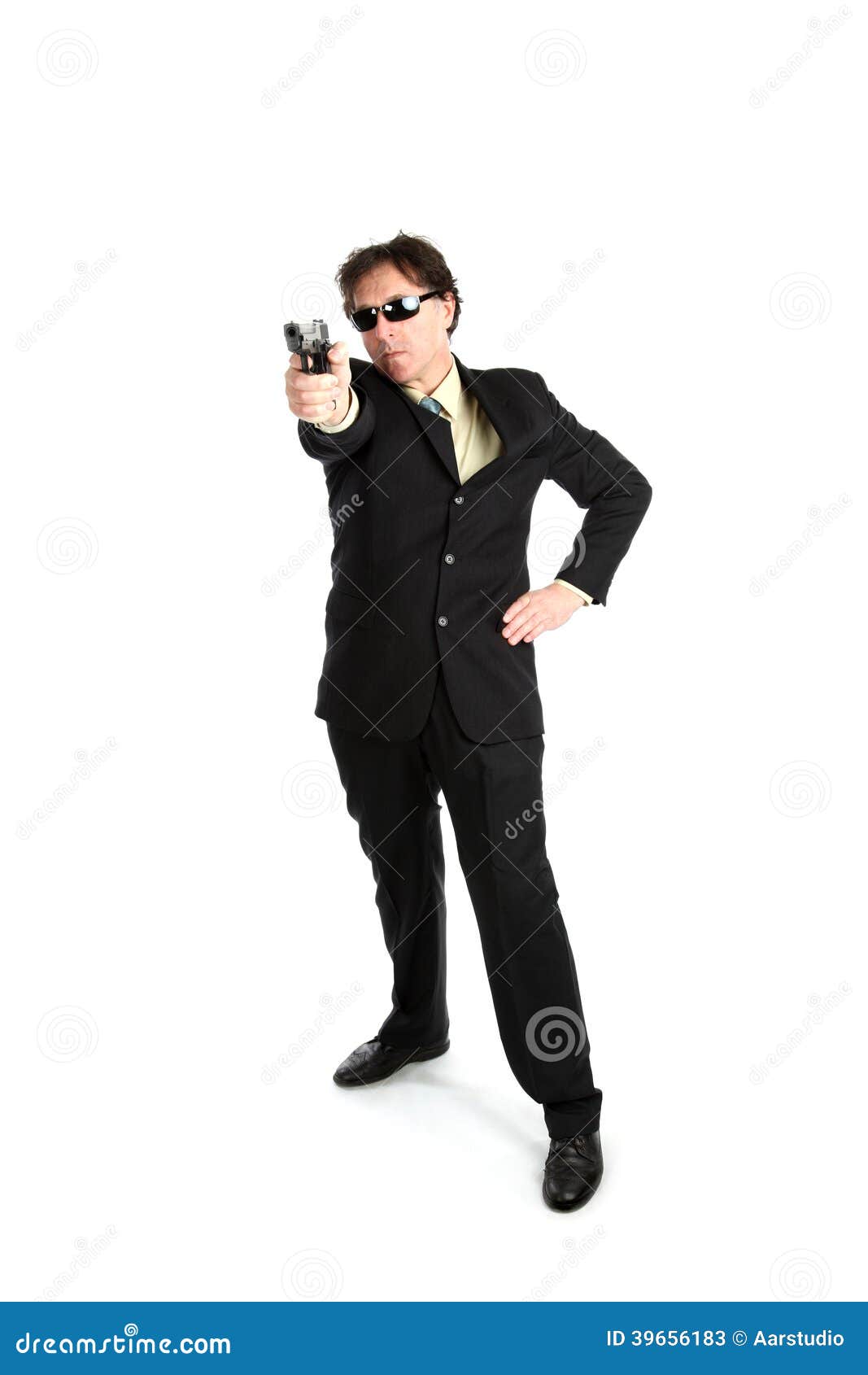 Man with a gun stock image. Image of glasses, business - 39656183