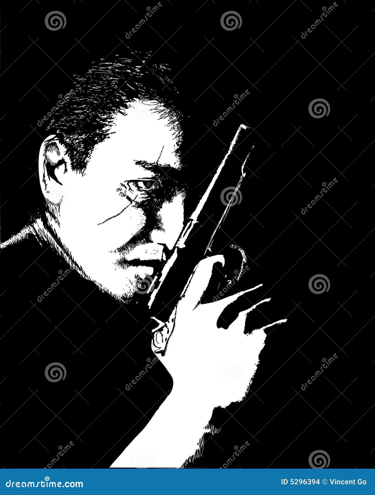 Man with gun stock vector. Illustration of terror, mobster - 5296394