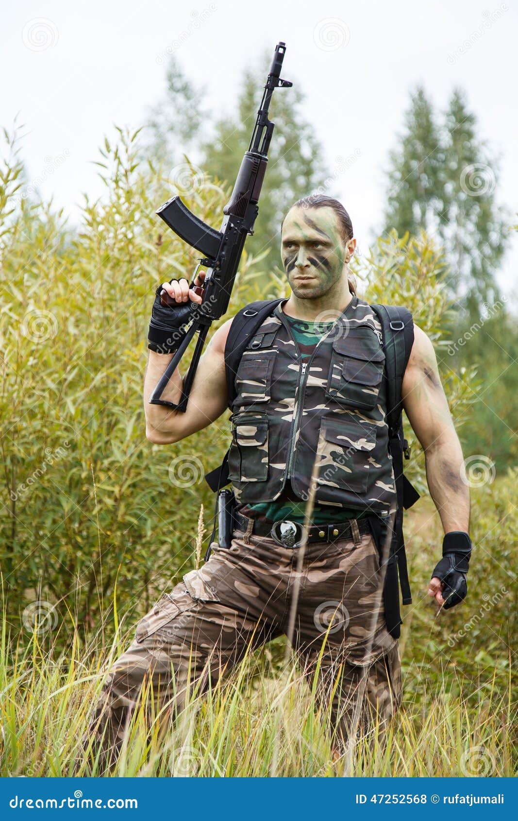 Man with a gun stock photo. Image of battlefield, killer - 47252568