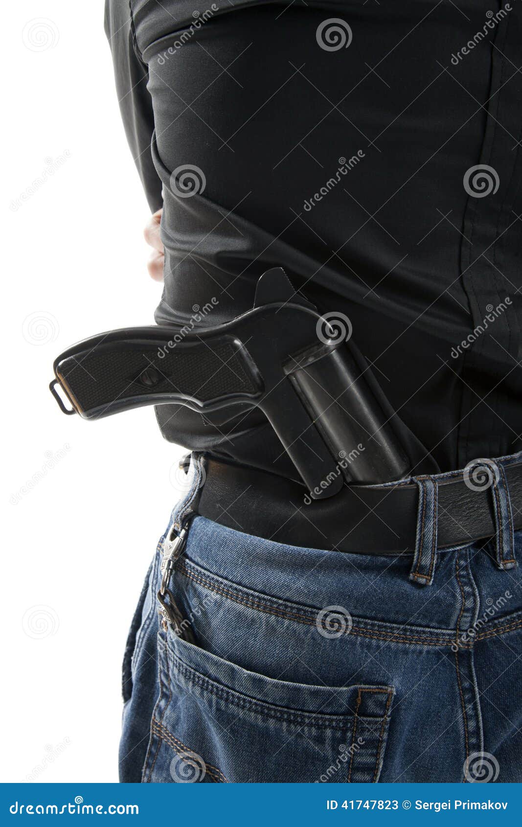 Man with a Gun Behind His Back Stock Image - Image of middle, back ...