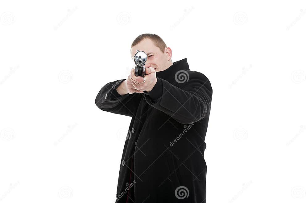 Man with the gun facing stock image. Image of violence - 23760843