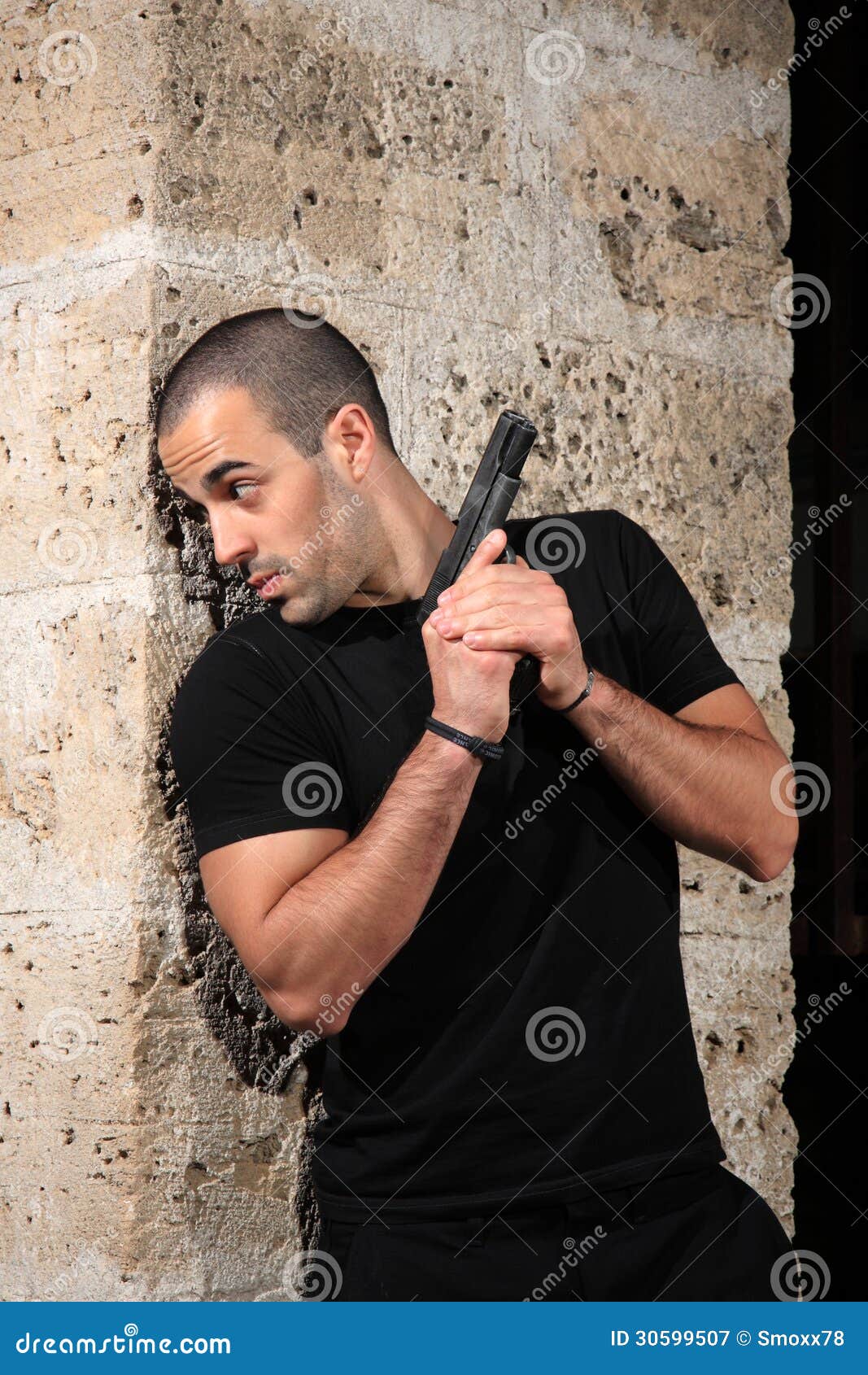 Man with a gun stock image. Image of danger, agent, portrait - 30599507