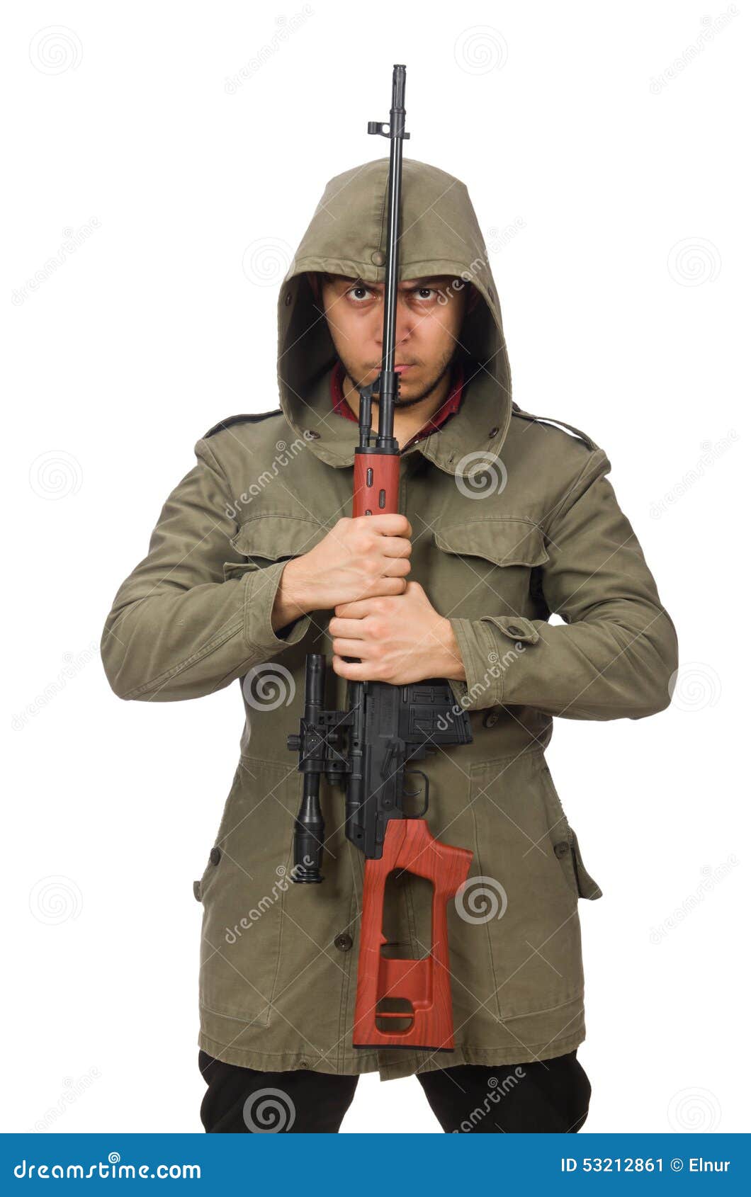 Man with a Gun Isolated on White Stock Image - Image of infantry ...