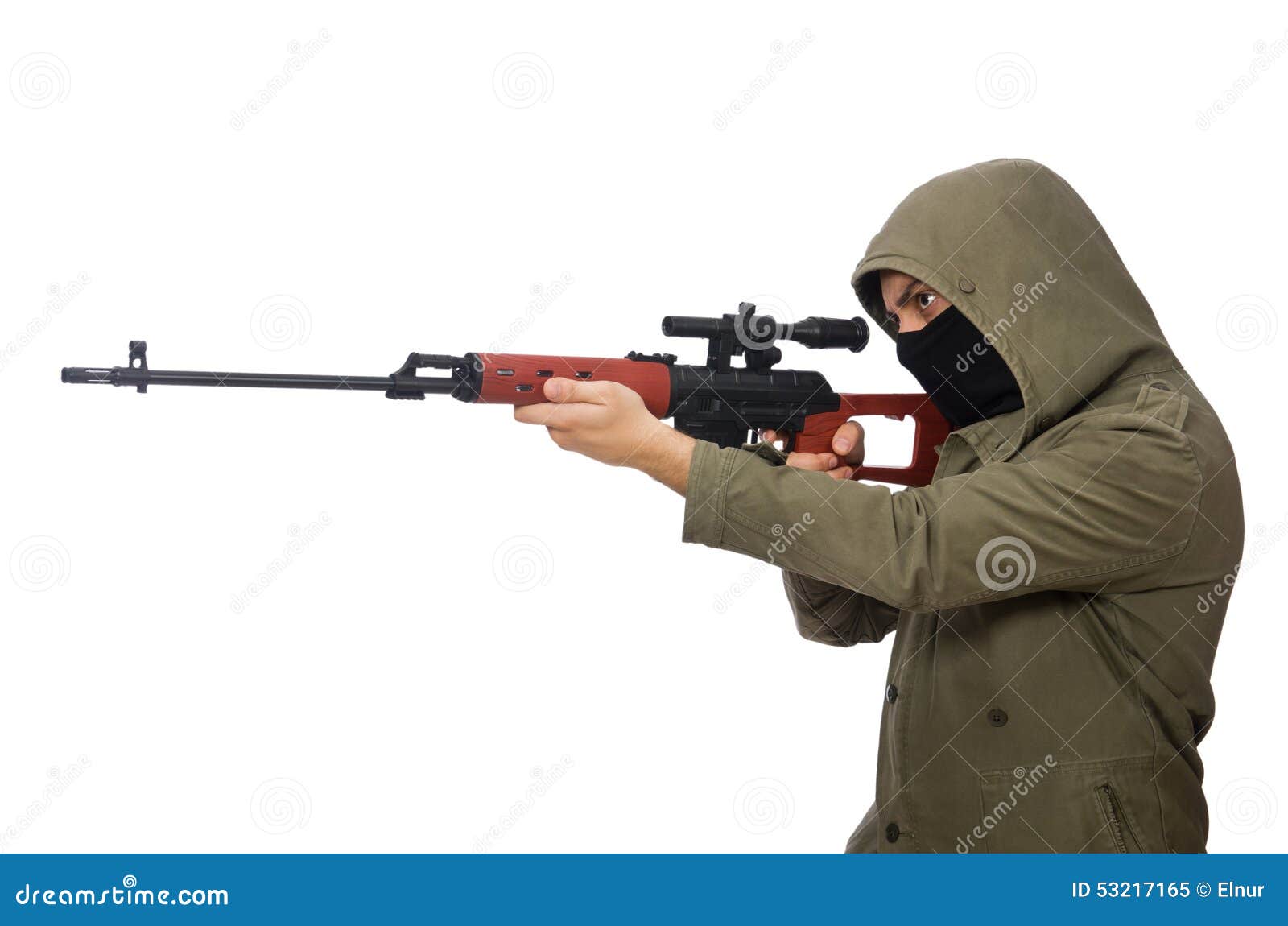 Man with a Gun Isolated on White Stock Image - Image of camouflage ...