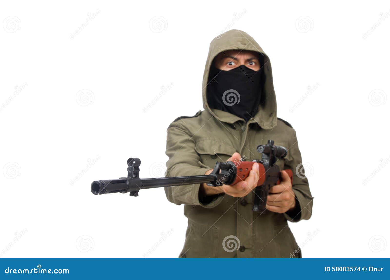 Man with a Gun Isolated on White Stock Photo - Image of green ...