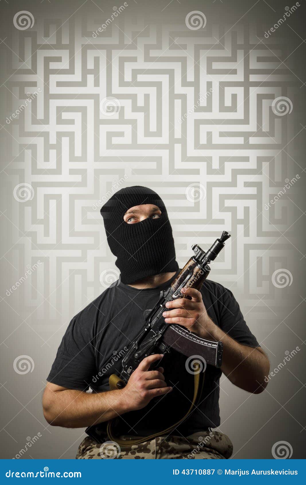 Man with gun and maze. stock image. Image of dream, looter - 43710887