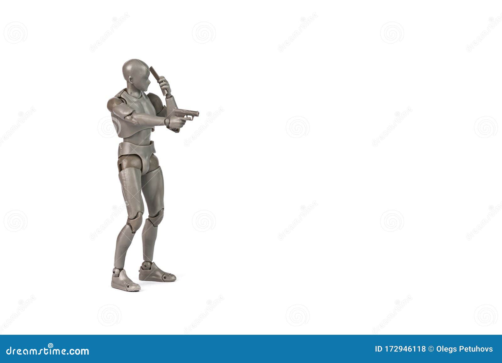 A Man with a Gun and Phone in His Hands Stock Photo - Image of holding ...