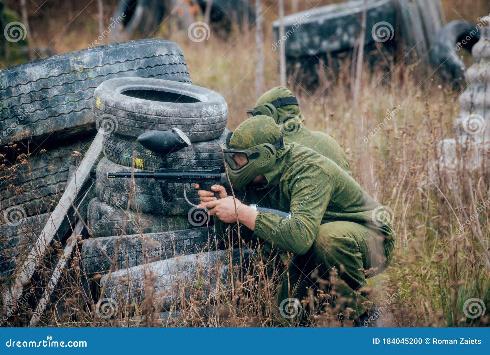 Man with Gun Playing at Paintball. Outdoors Stock Photo - Image of ...