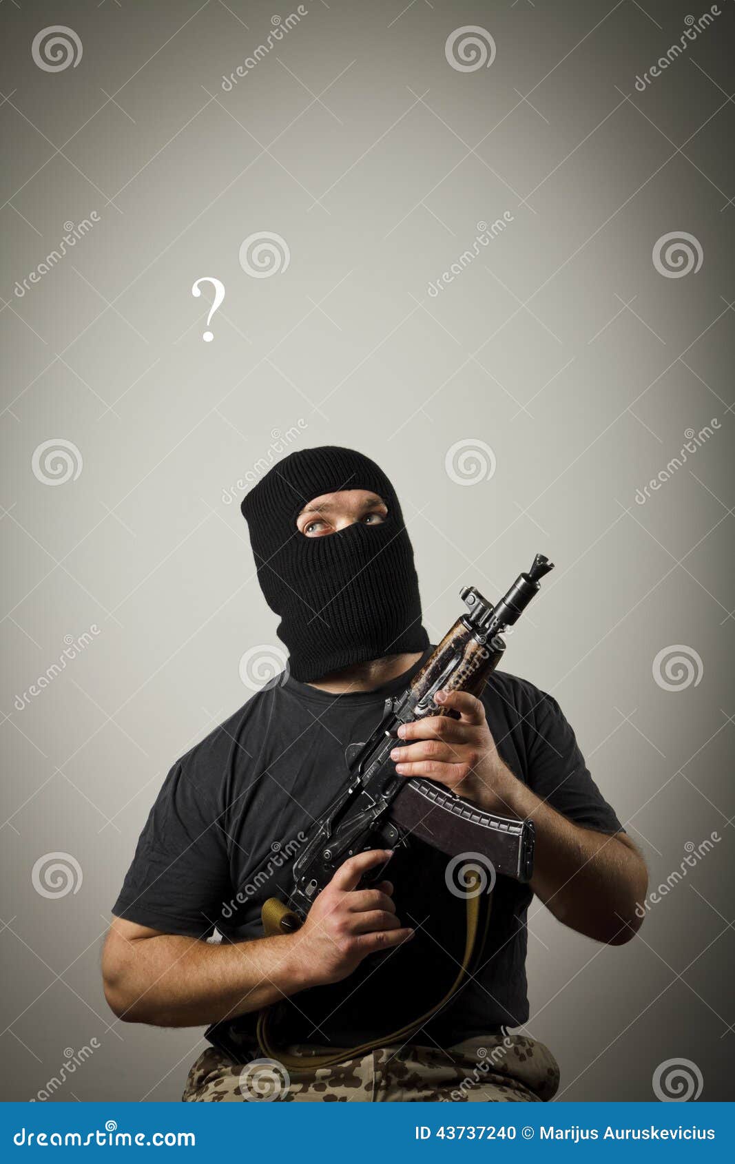 Man with Gun and Question Marks. Stock Photo - Image of sign, assassin ...
