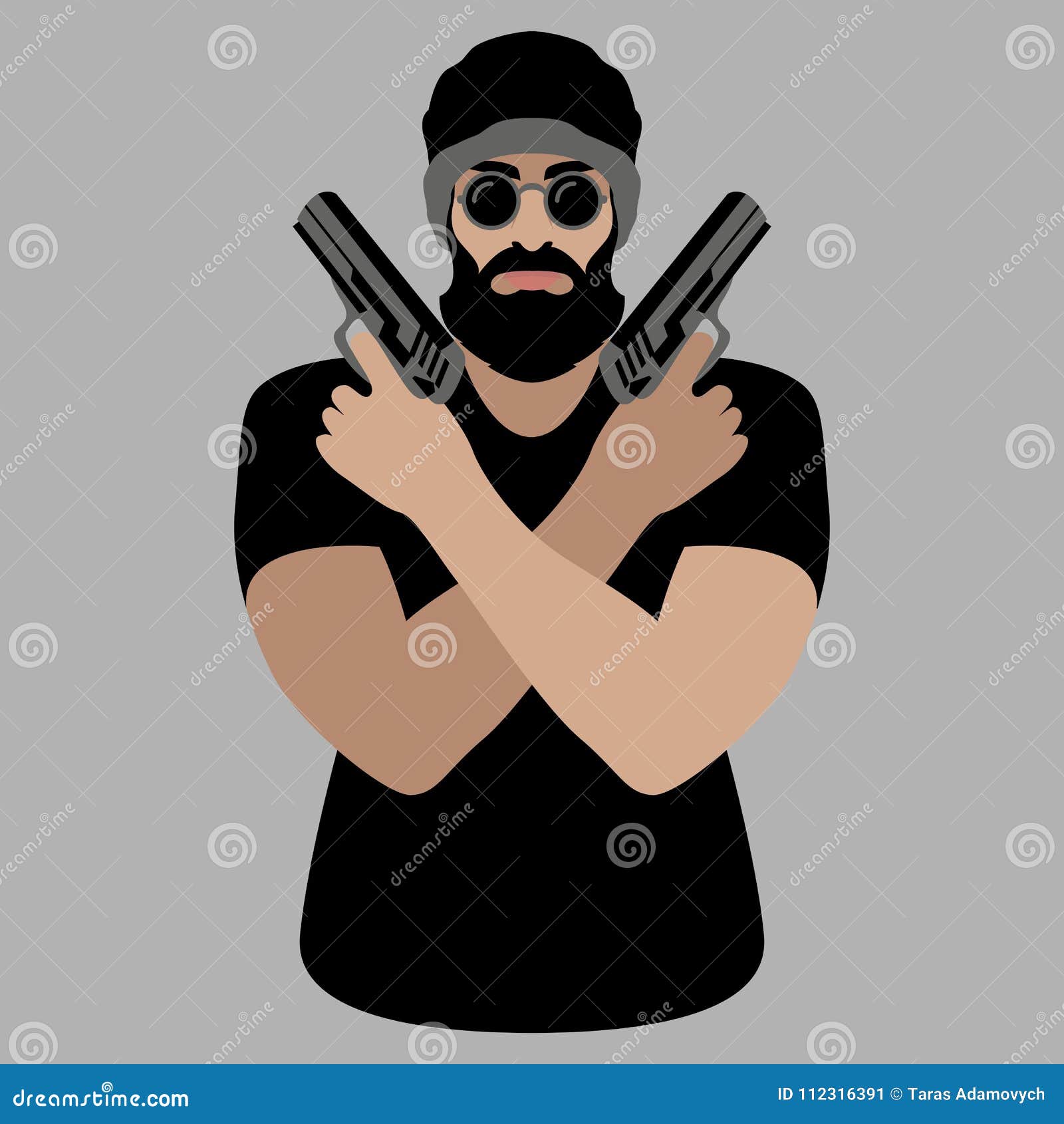 A Man with a Gun Vector Illustration Flat Style Front Stock Vector ...