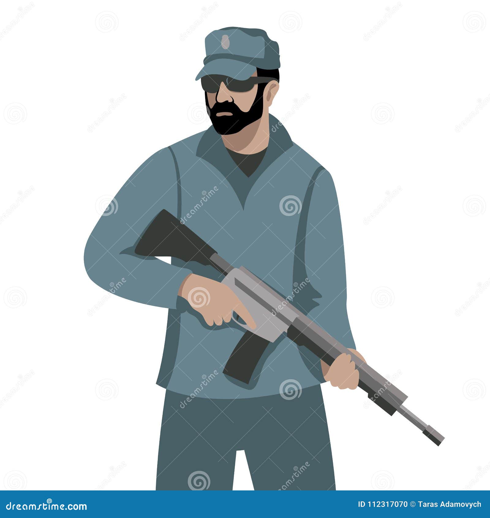 A Man with a Gun Vector Illustration Flat Style Front Stock Vector ...