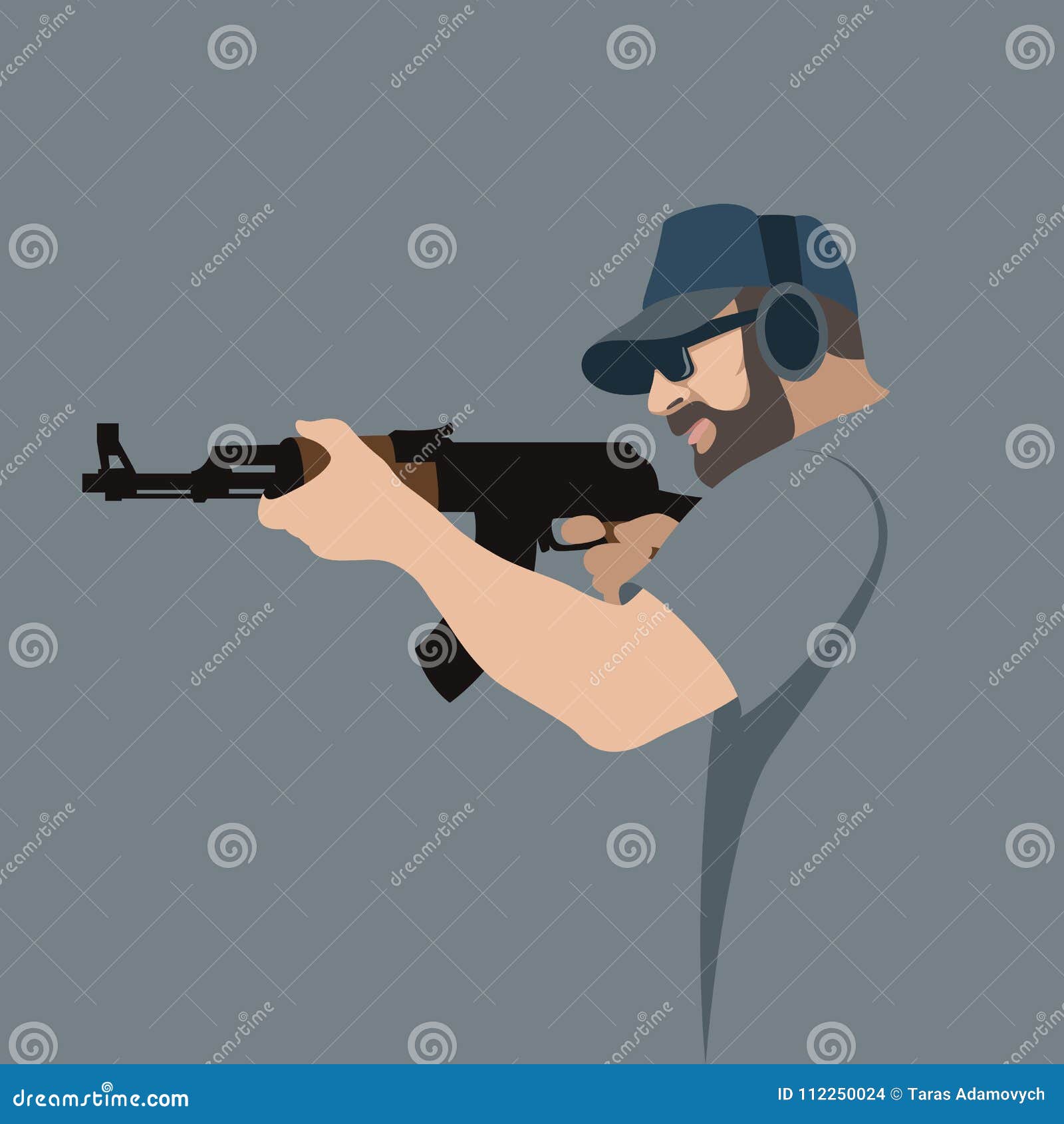 A Man with a Gun Vector Illustration Flat Style Profile Stock Vector ...