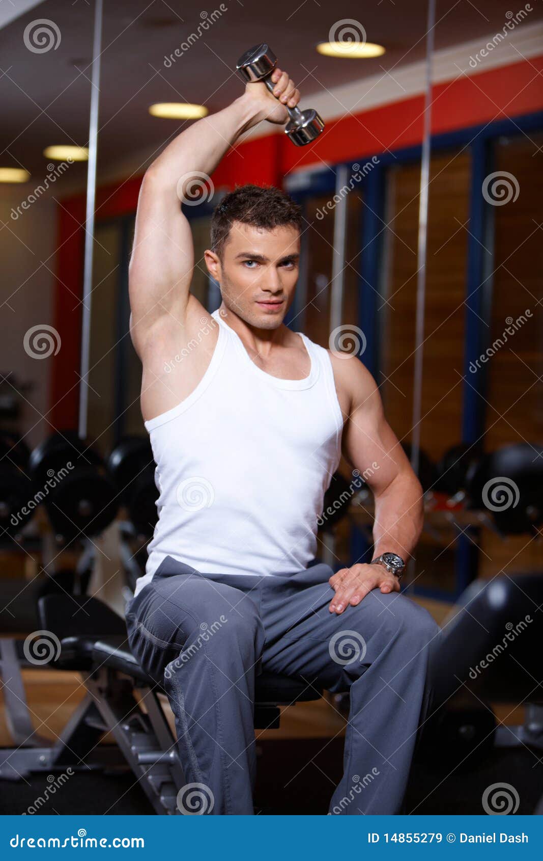 Man at the gym stock image. Image of machine, male, happy - 14855279