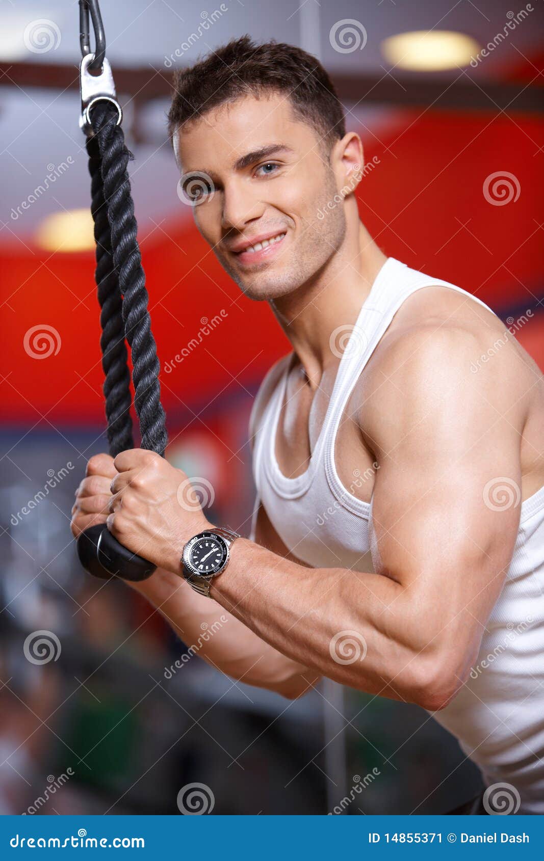 Man at the gym stock image. Image of strength, machine - 14855371