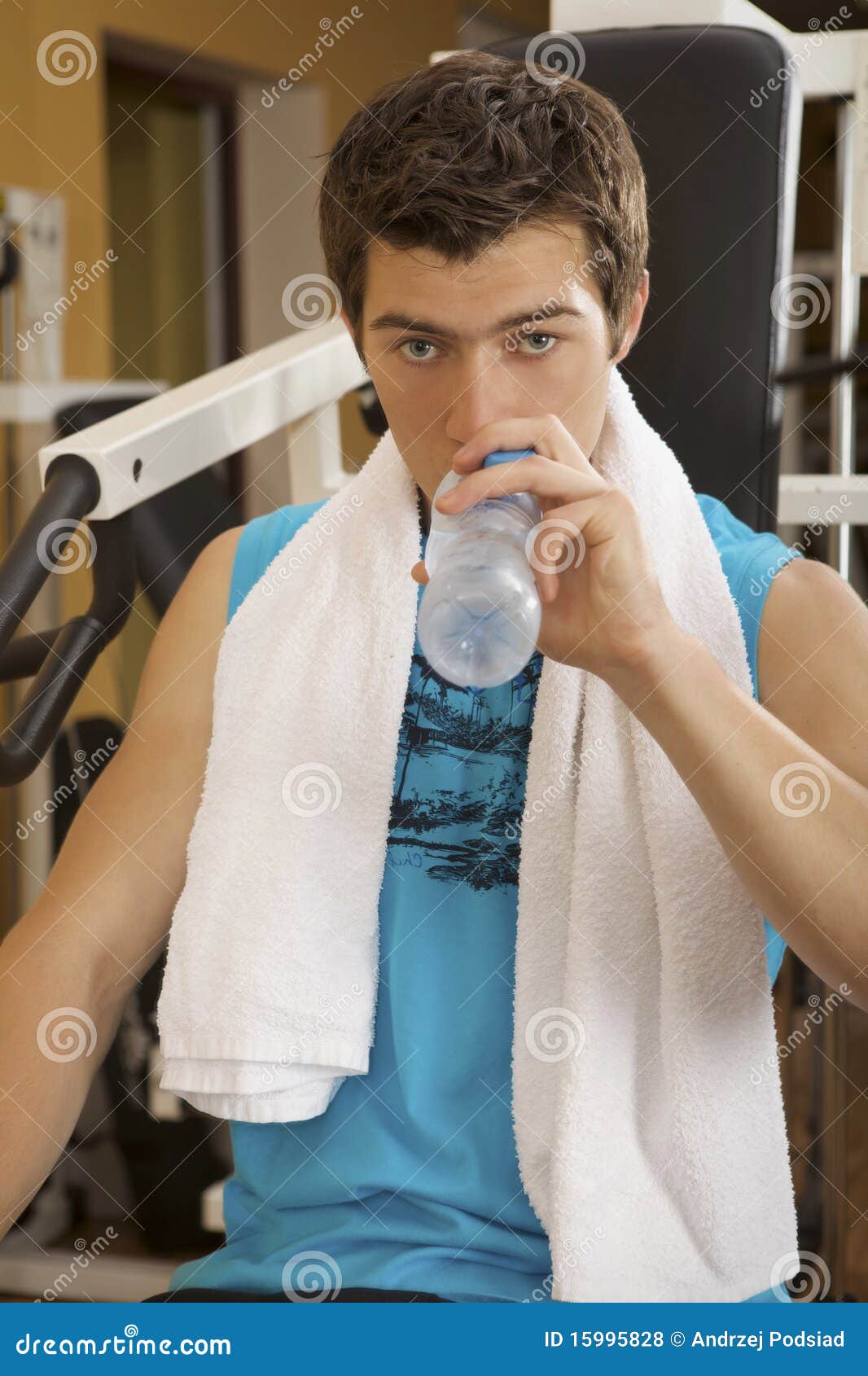 Man at Gym stock photo. Image of resting, healthy, indoors - 15995828