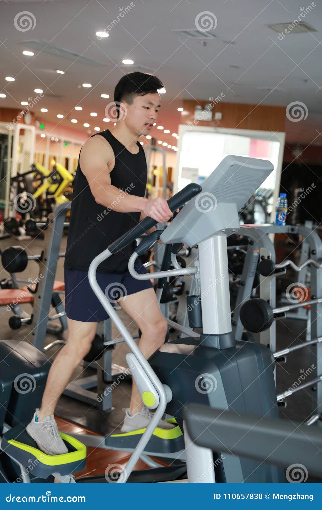 Asian Chinese Man in Gym Doing Cardiovascular Exercise Stock Photo ...