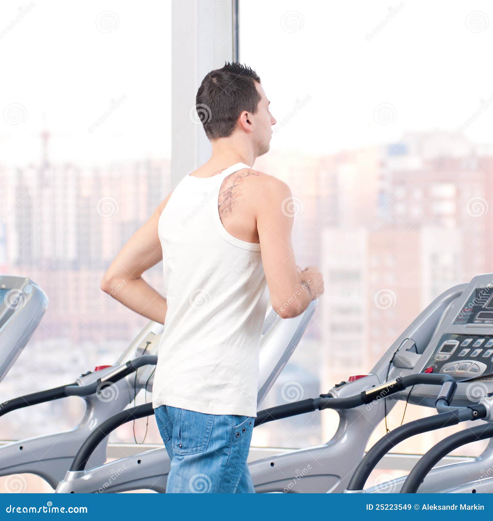 Man at the Gym Exercising. Run. Stock Image - Image of muscular ...