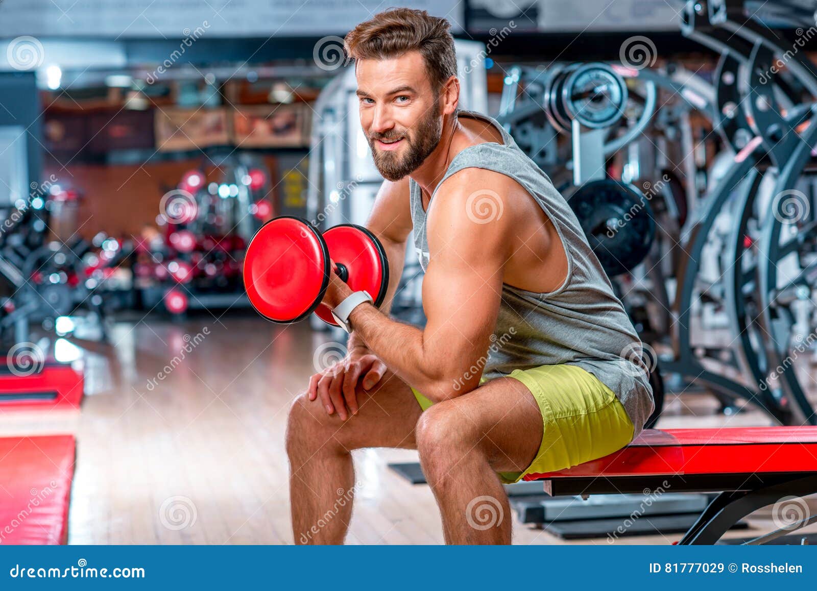 Man in the gym stock image. Image of indoors, model, equipment - 81777029