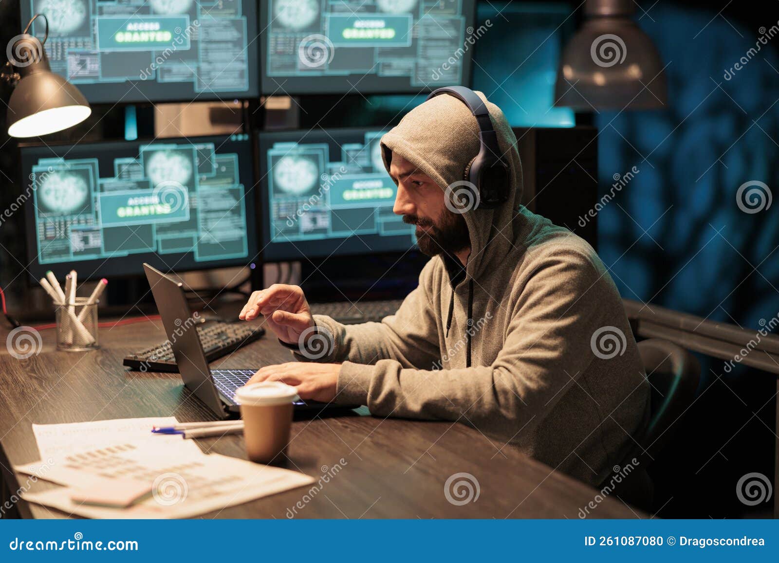 Man Hacker Breaking through Security System Stock Photo - Image of ...