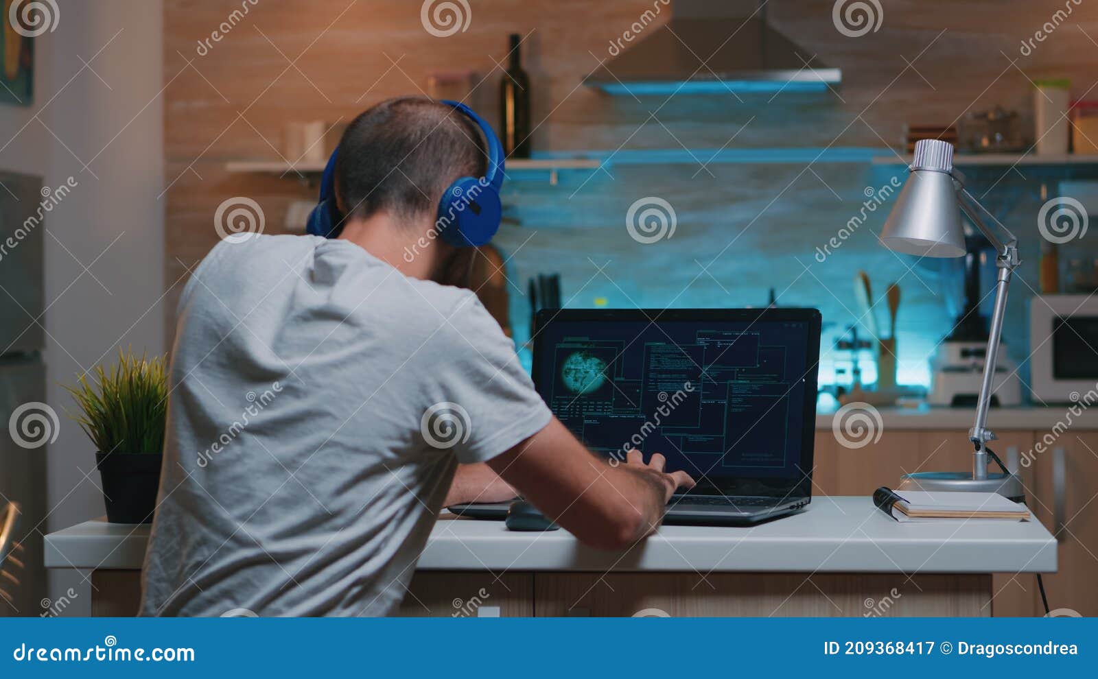 Man Hacker Coding Html and Programming on Screen Laptop Stock Image ...