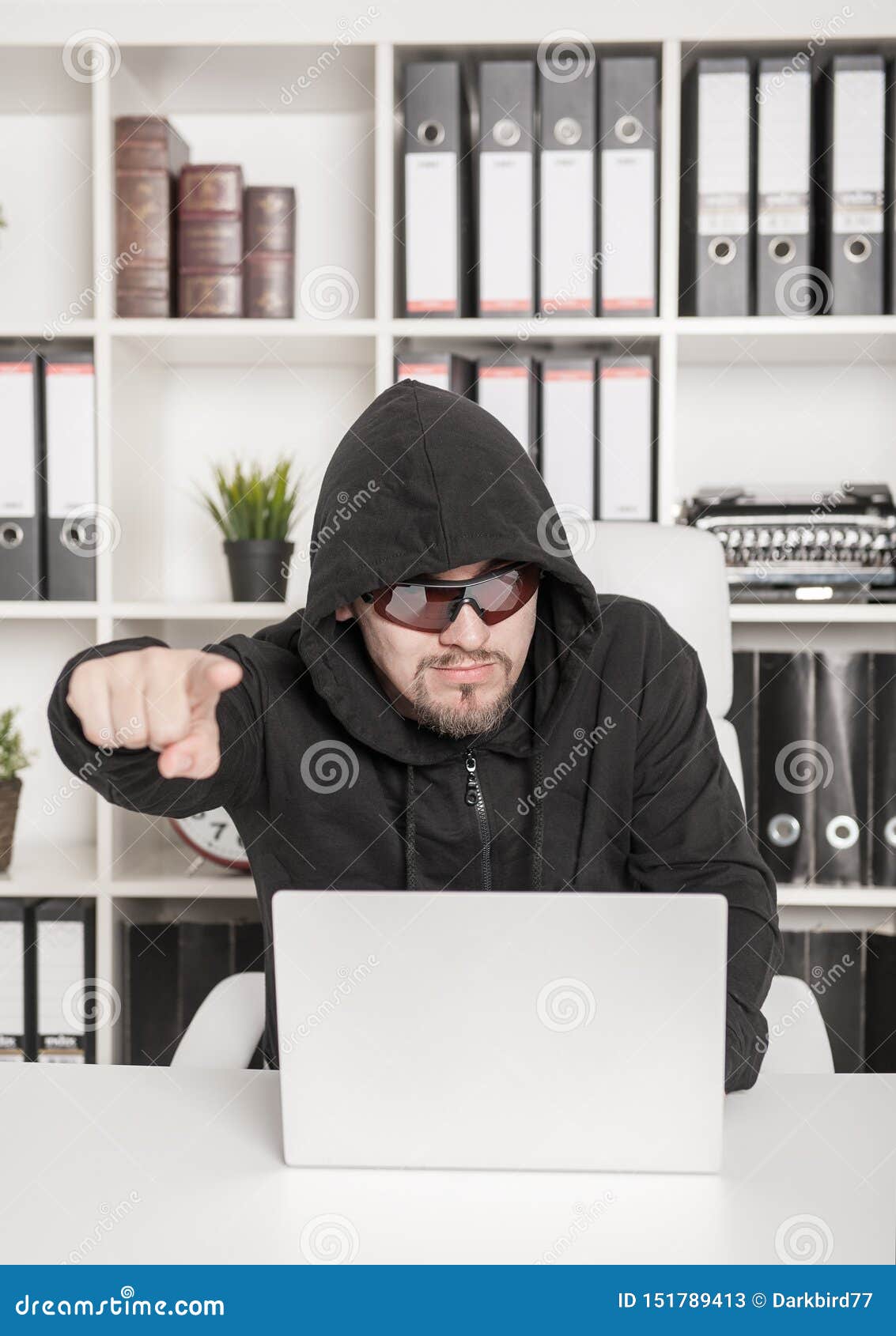 Man Hacker Showing by Finger on You in Office Stock Image - Image of ...