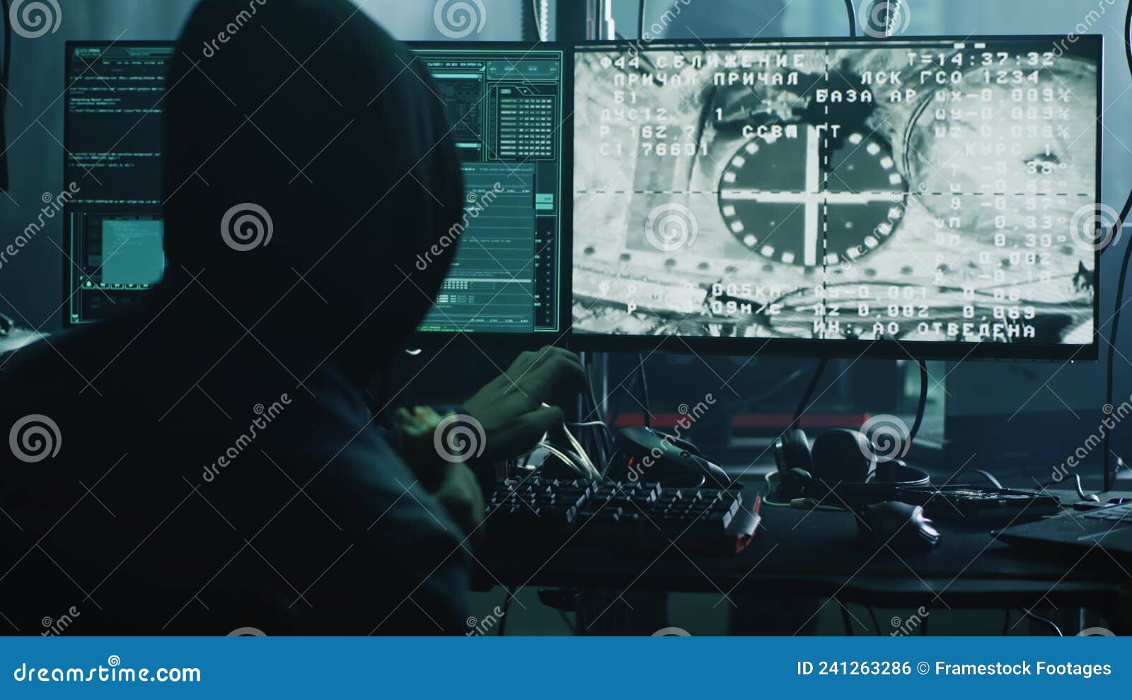 Man Hacking Spaceship Coupling Process Stock Footage - Video of system ...