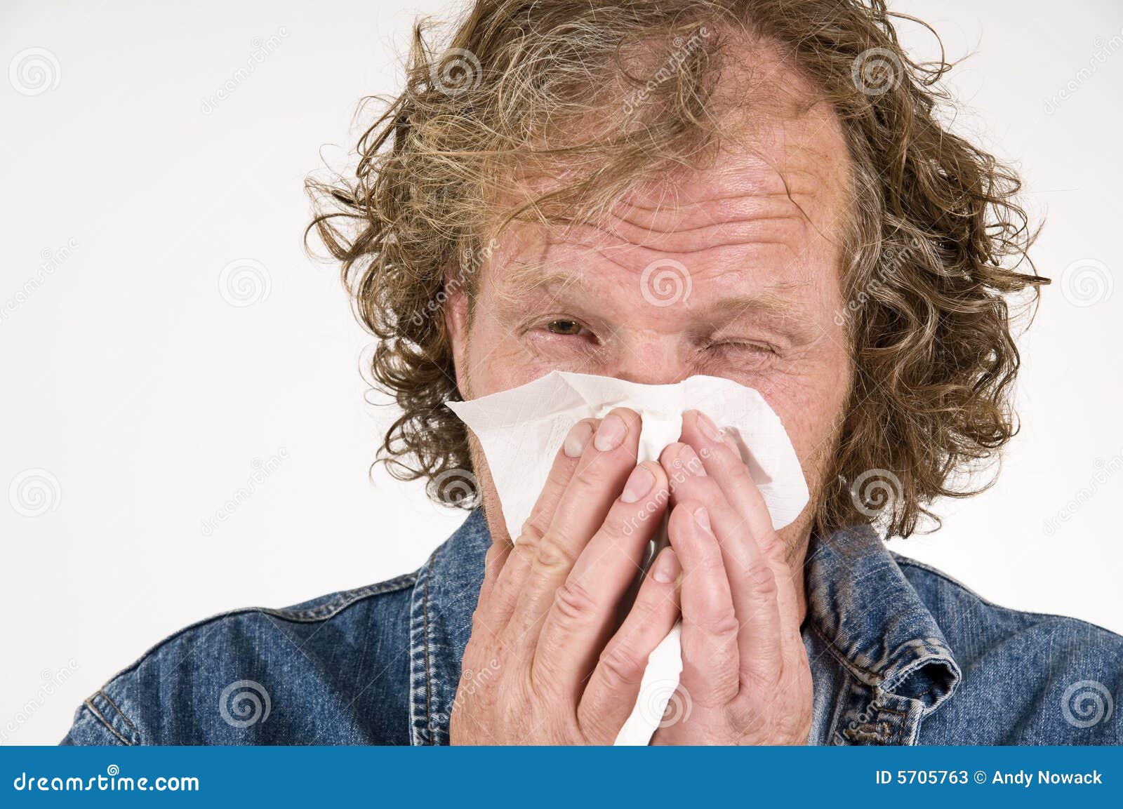 Man had a bad cold stock image. Image of full, allergy - 5705763