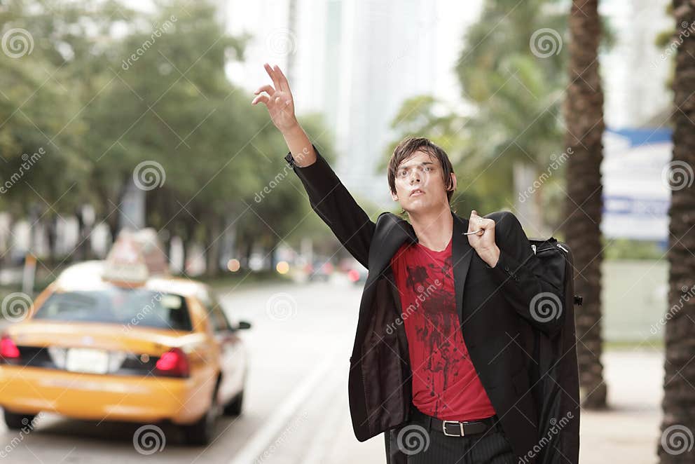 Man hailing a cab stock image. Image of male, hail, horizontal - 15791369