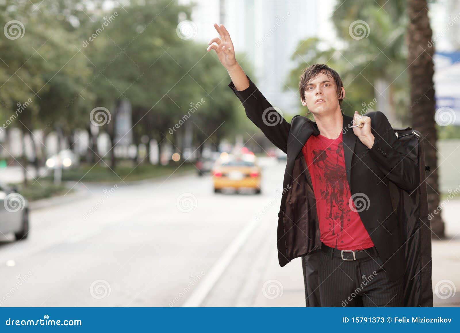 Man hailing a cab stock image. Image of outside, outdoors - 15791373