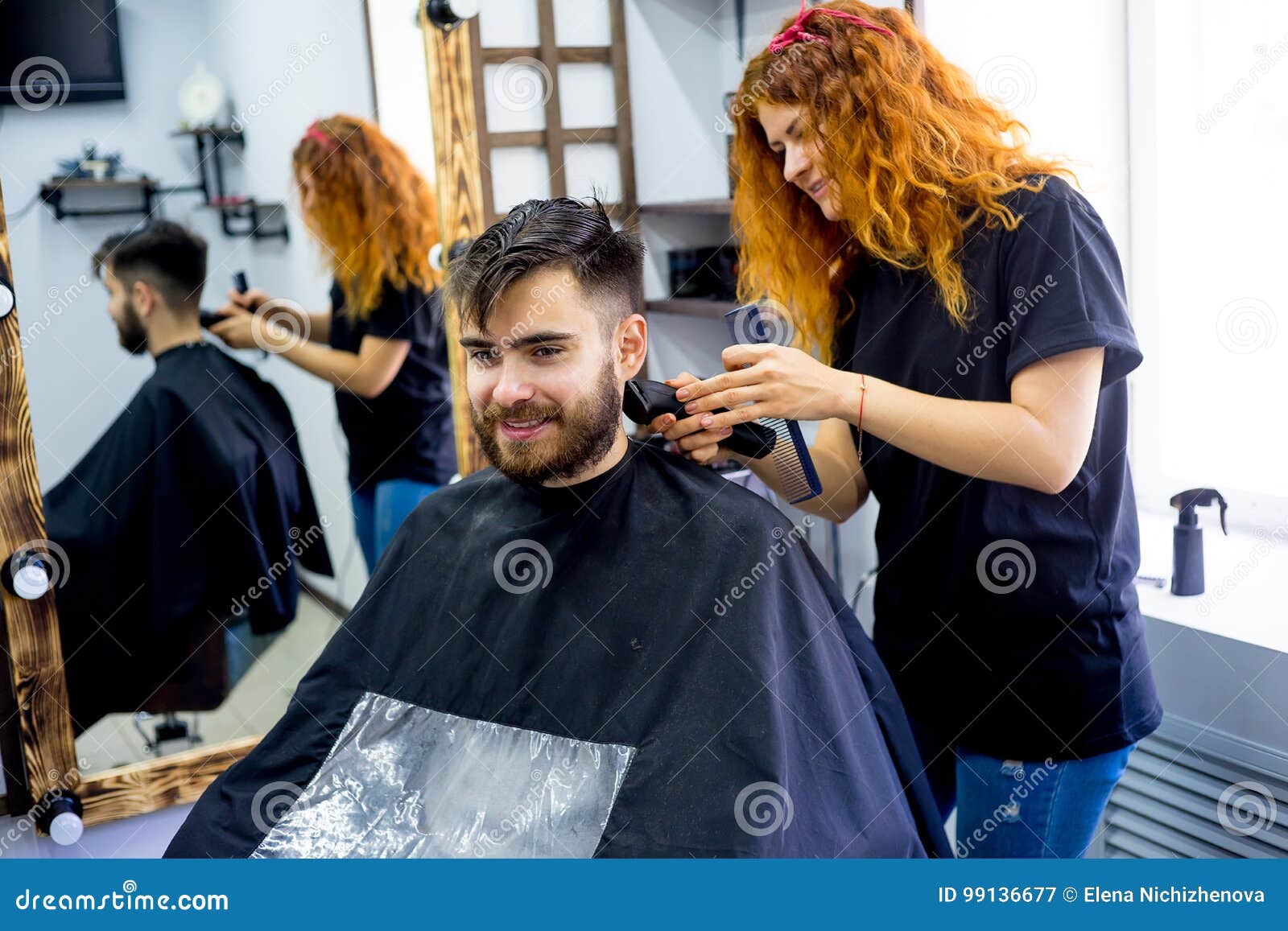 Man at a hair salon stock image. Image of people, hairdresser - 99136677