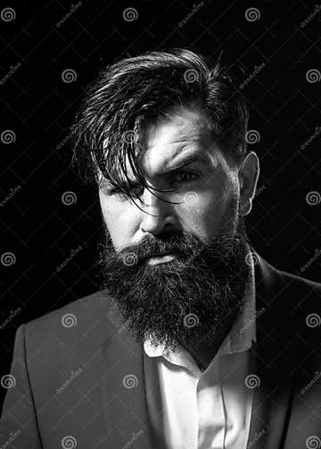 Man Haircut Modern Hair Style Close Up Portrait Of Male Model With