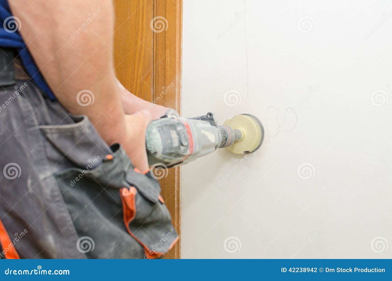 Man with Hammer drill stock photo. Image of craftsman - 42238942