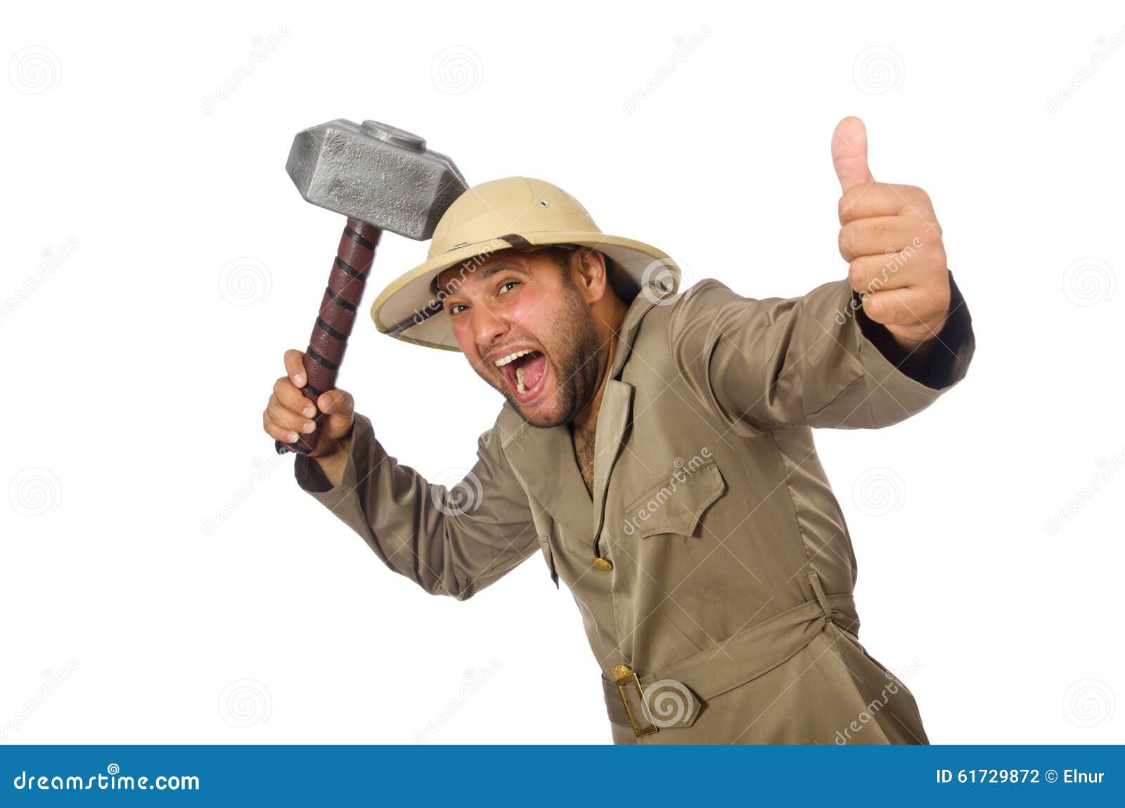 The Man with Hammer Isolated on White Stock Photo - Image of activity ...