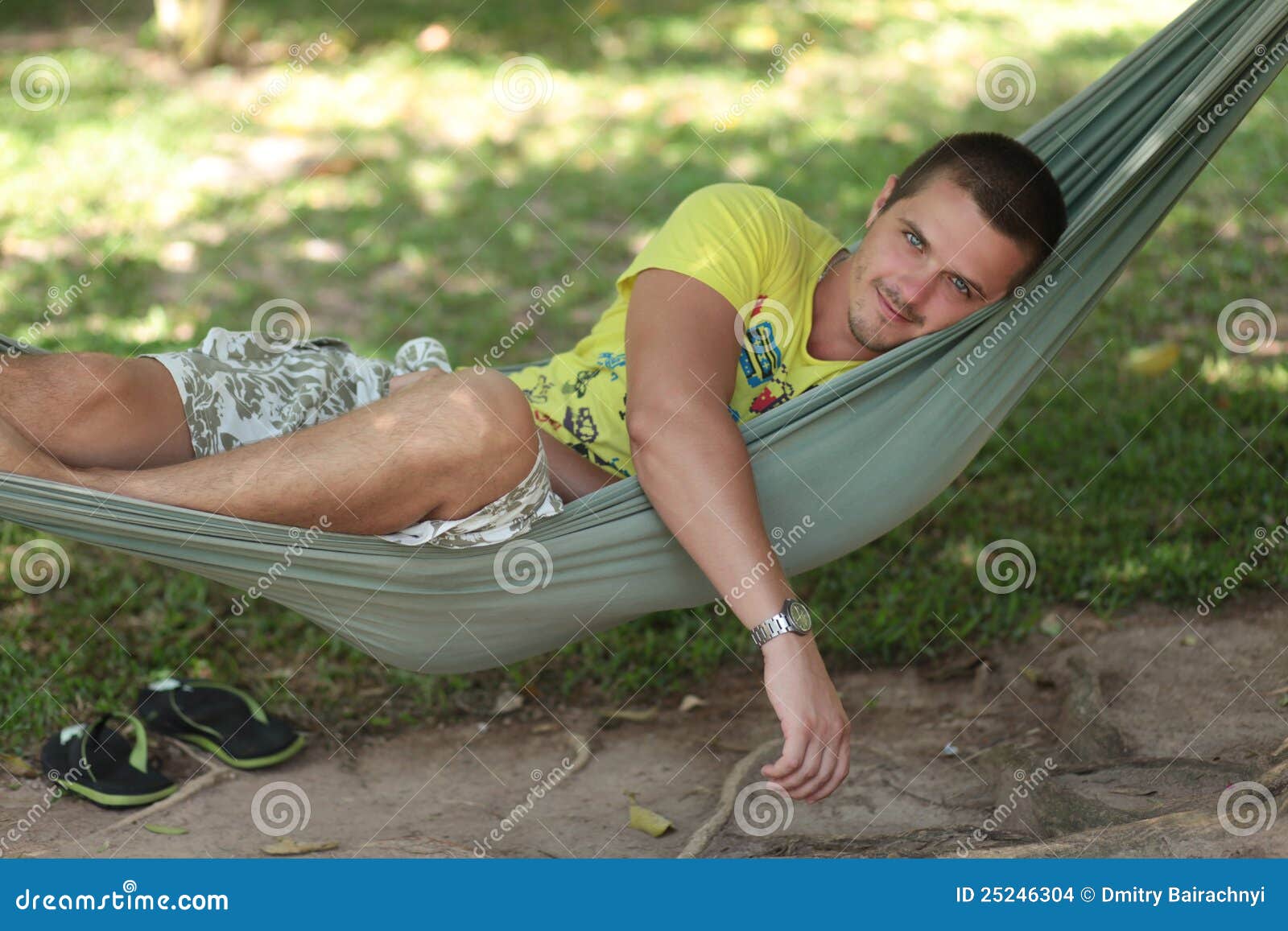 Man in a hammock stock photo. Image of shade, attractive - 25246304