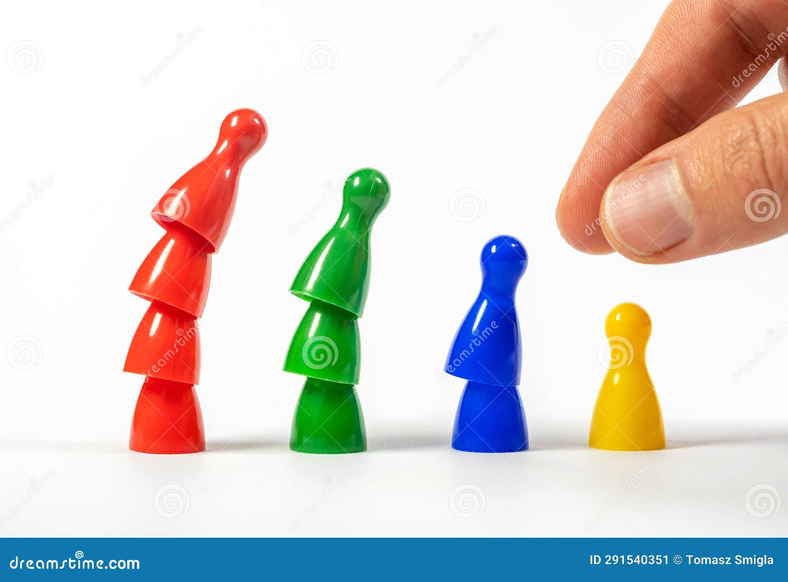 Man, Hand Arranging, Sorting Colorful Game Pieces Building a Team by ...