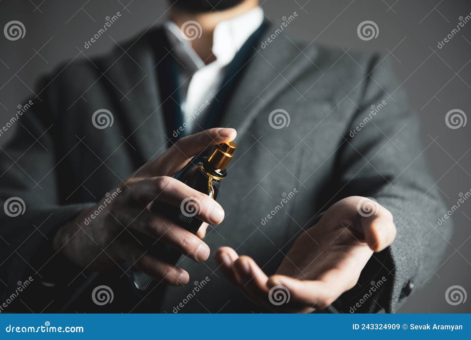 Man Hand Bottle of Perfume in Hand. Stock Image - Image of hand ...