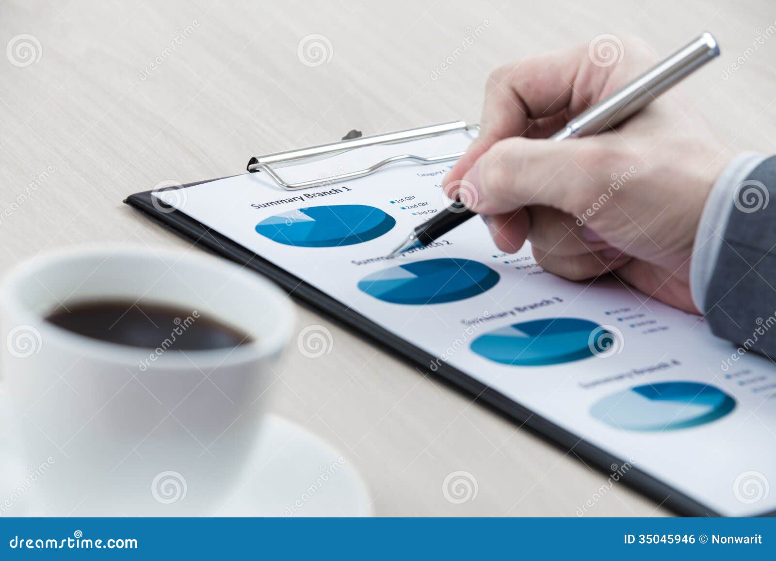 Man Hand with Business Report Stock Photo - Image of busy, bookkeeping ...