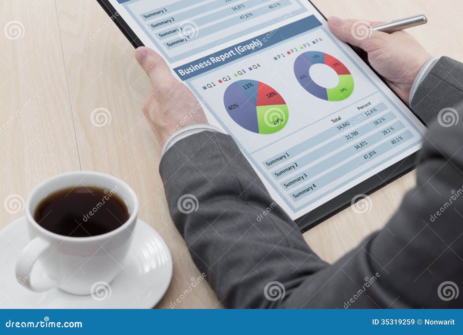 Man Hand with Business Report Stock Image - Image of annual, analyzing ...