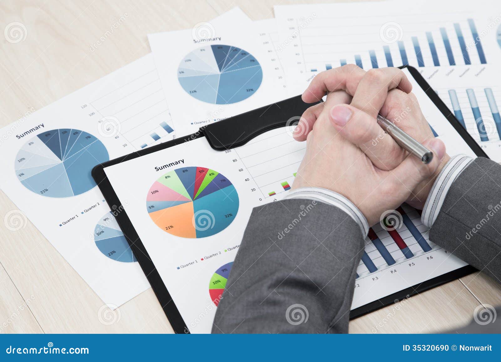Man Hand with Business Report Stock Photo - Image of businesswoman ...