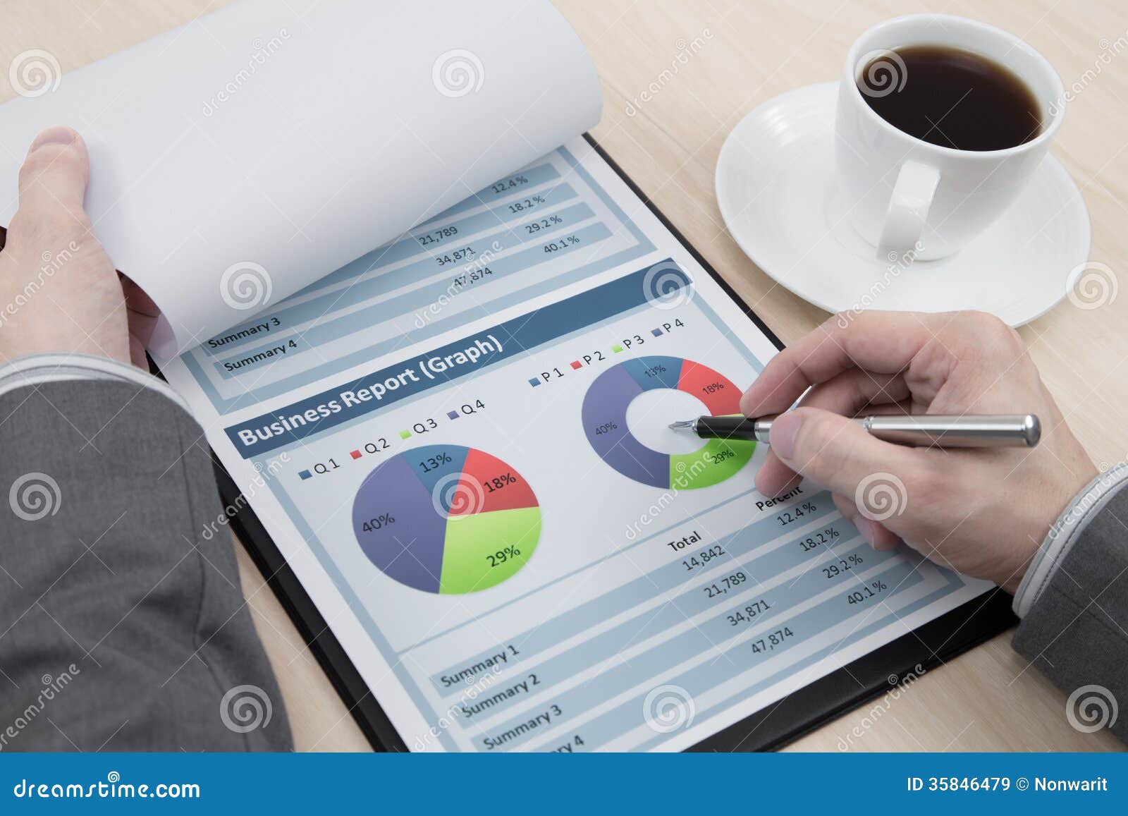 Man Hand with Business Report Stock Image - Image of female, document ...