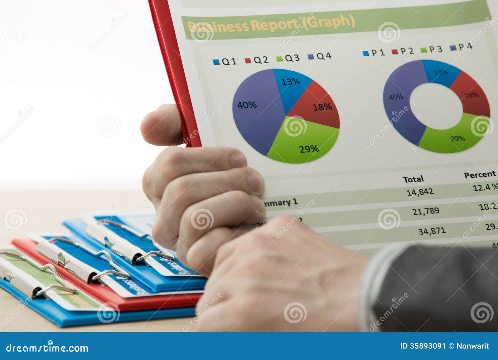 Man Hand with Business Report Stock Image - Image of financial, graphs ...