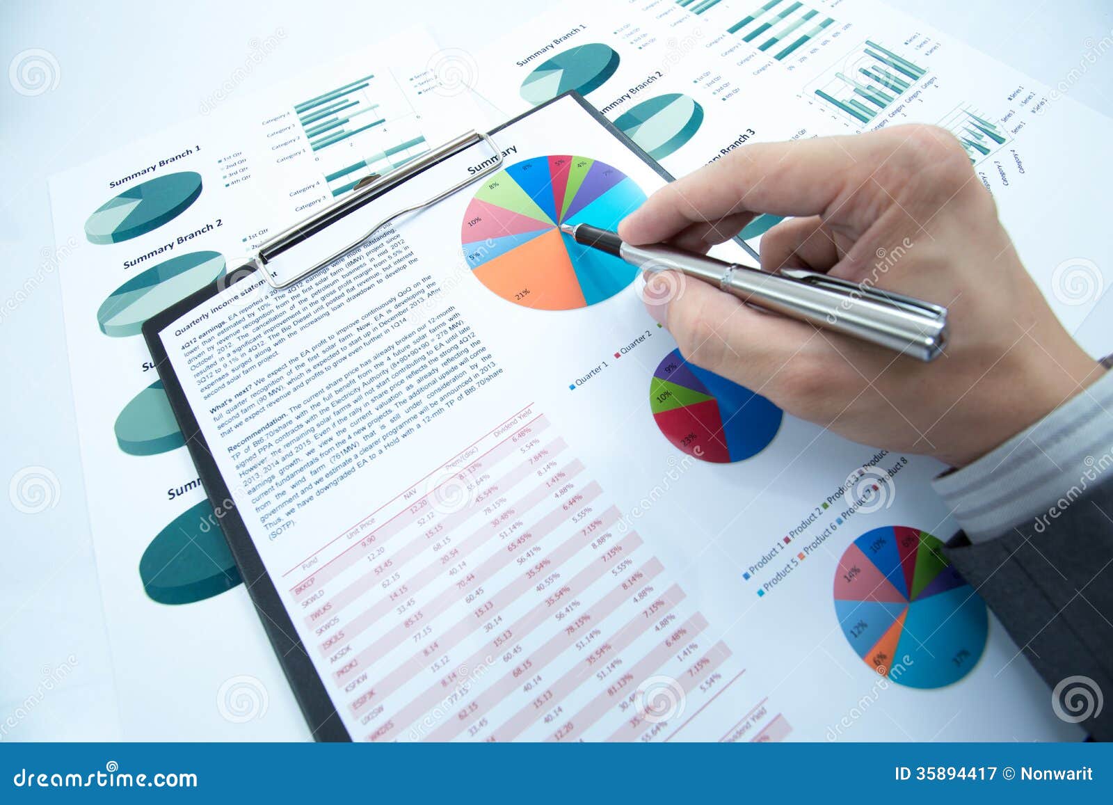 Man Hand with Business Report Stock Image - Image of financial ...