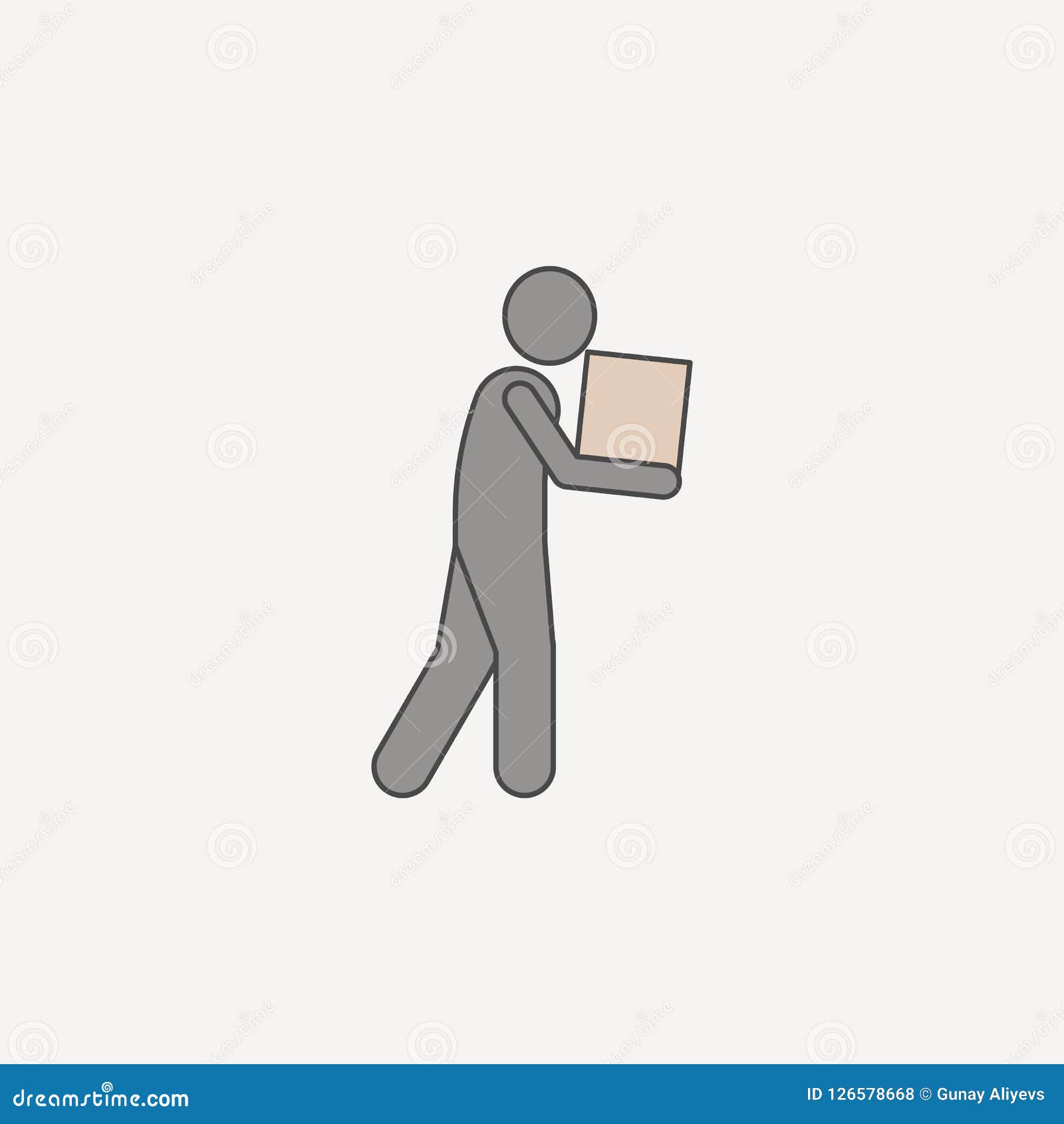 Man in Hand Carries Box 2 Colored Line Icon. Simple Colored Element ... Man in Hand Carries Box 2 Colored Line Icon. Simple Colored Element ...