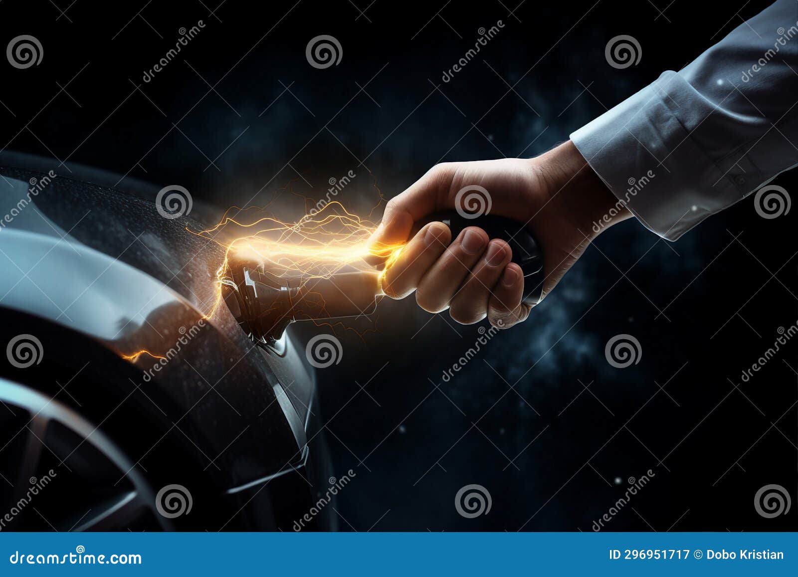 Man Hand Charge Electric Car Stock Illustration - Illustration of ...