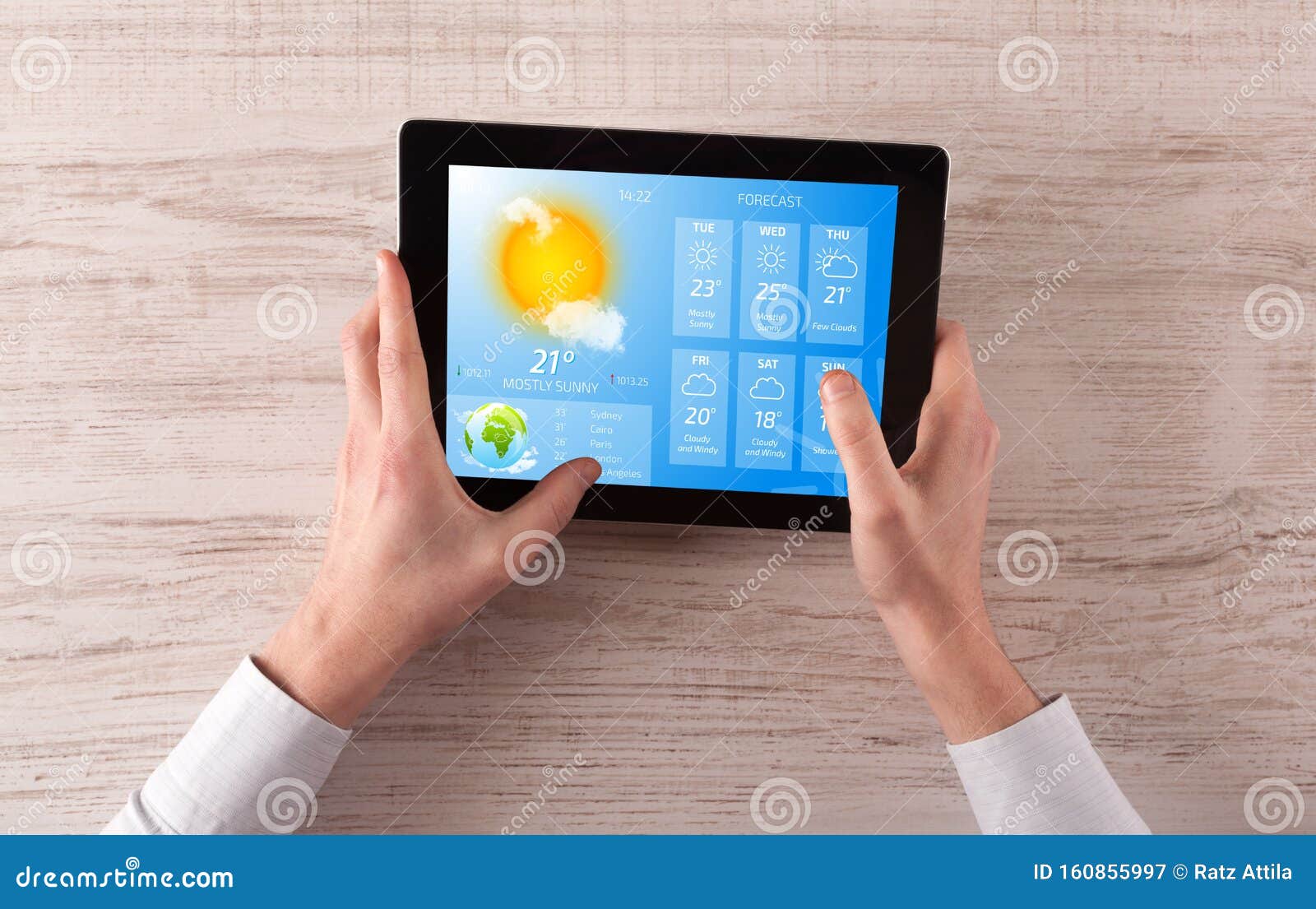 Hand Checking Weather on Tablet Stock Image - Image of internet, kelvin ...