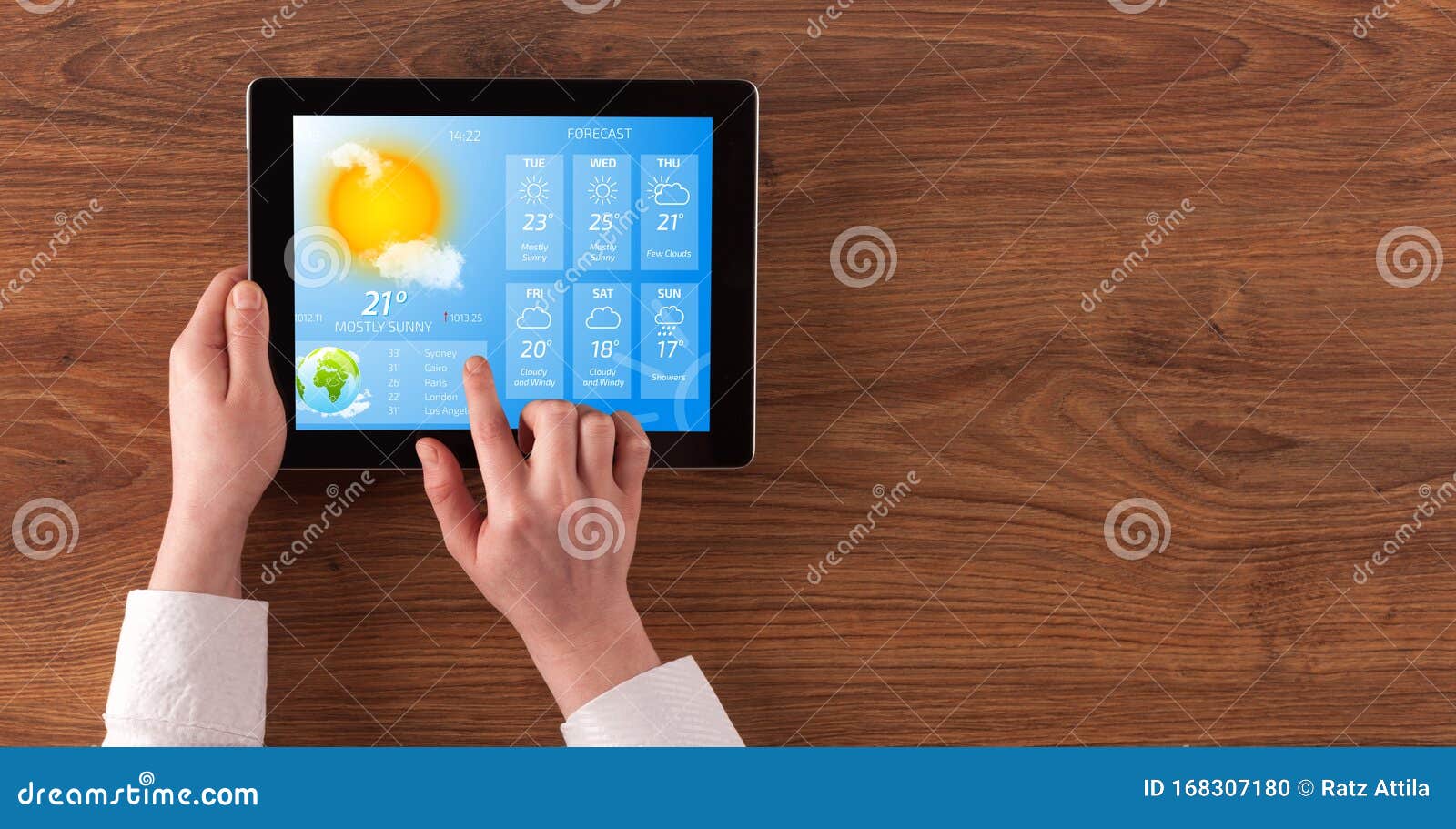 Hand Checking Weather on Tablet Stock Photo - Image of plan, kelvin ...