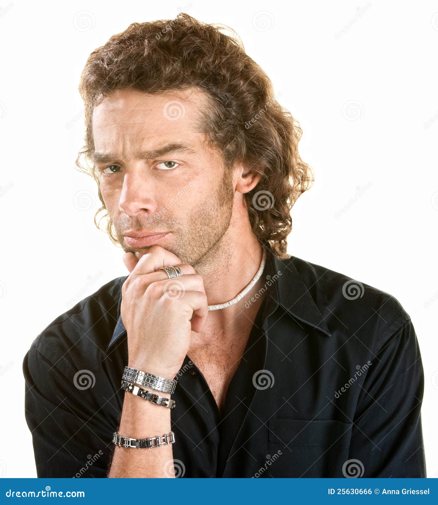 Man with Hand on Chin stock photo. Image of male, character - 25630666